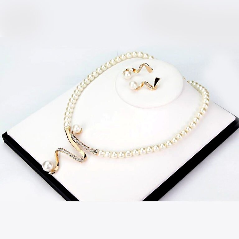 Radiant Gold-Tone Pearl & Rhinestone Jewelry Set- Bridal & Prom ...